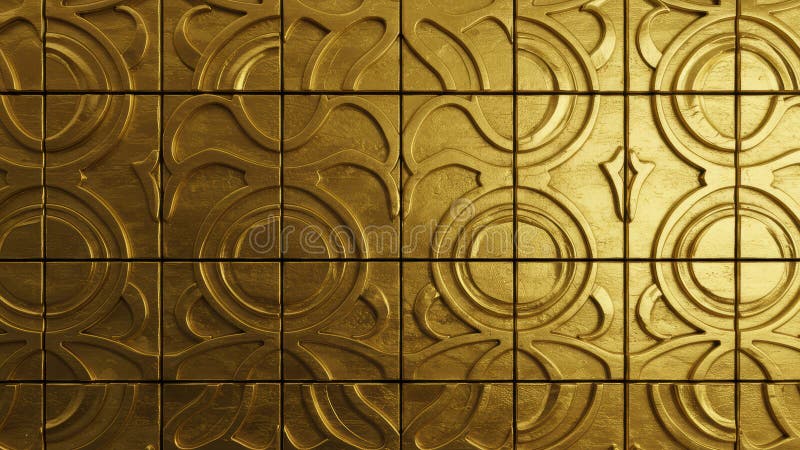 Golden Art Deco Tile Pattern Stock Illustration - Illustration of font ...