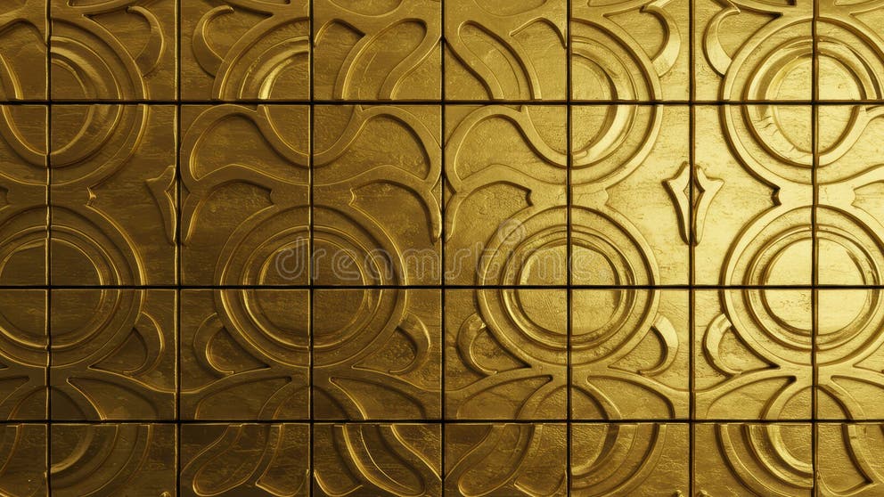 Golden Art Deco Tile Pattern Stock Illustration - Illustration of font ...