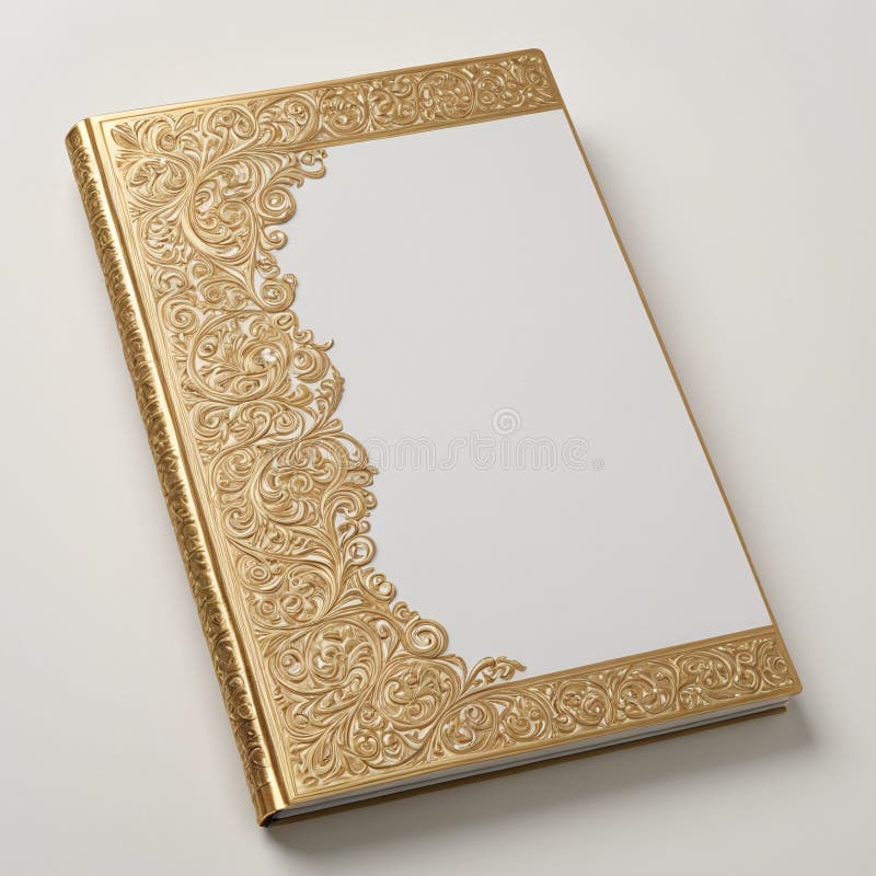 Luxurious Gold Trimmed Notebook on White Background Stock Illustration ...