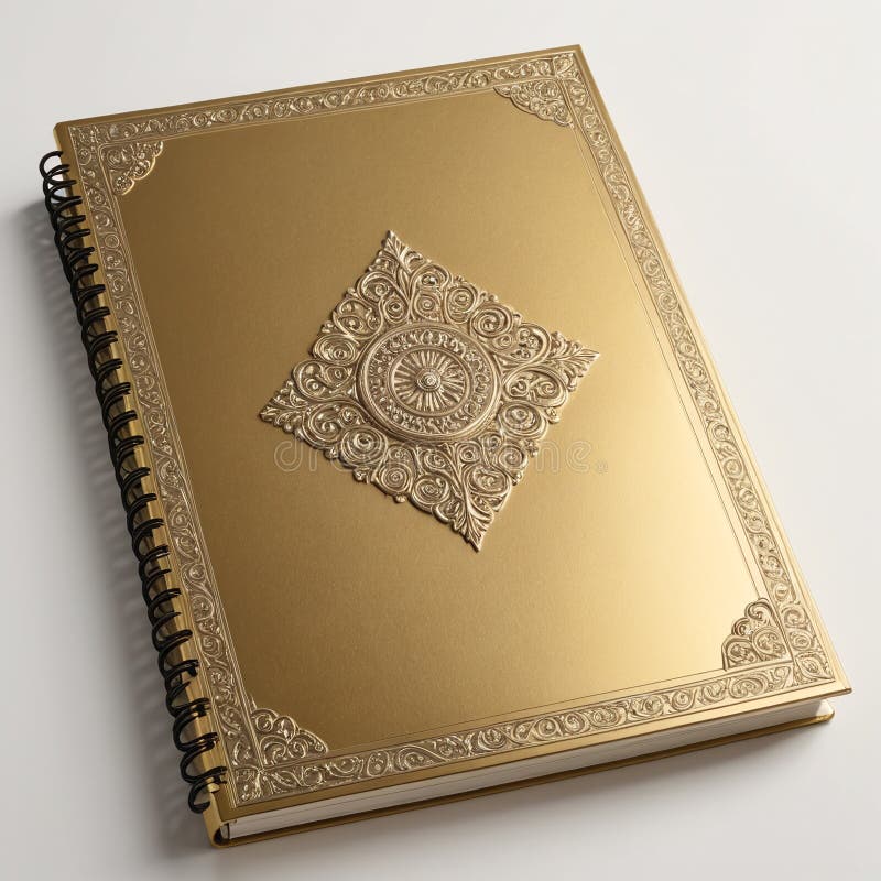 Luxurious Gold Trimmed Notebook on White Background Stock Illustration ...