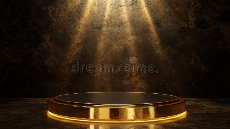Luxurious Gold Trimmed Podium Illuminated by Dramatic Lighting ...