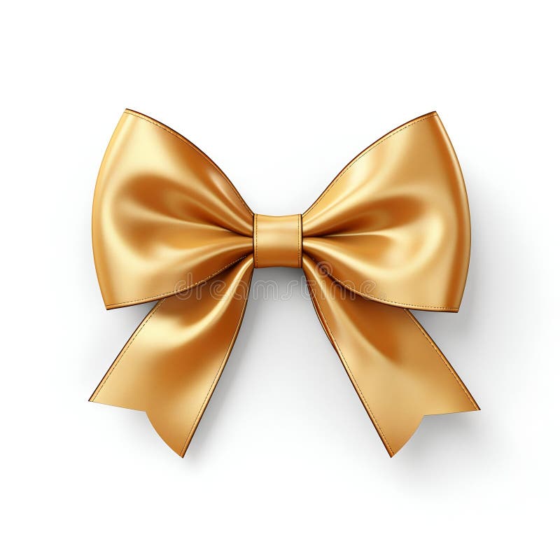 Luxurious Golden Bow Isolated on White Background. Generative Ai Stock ...