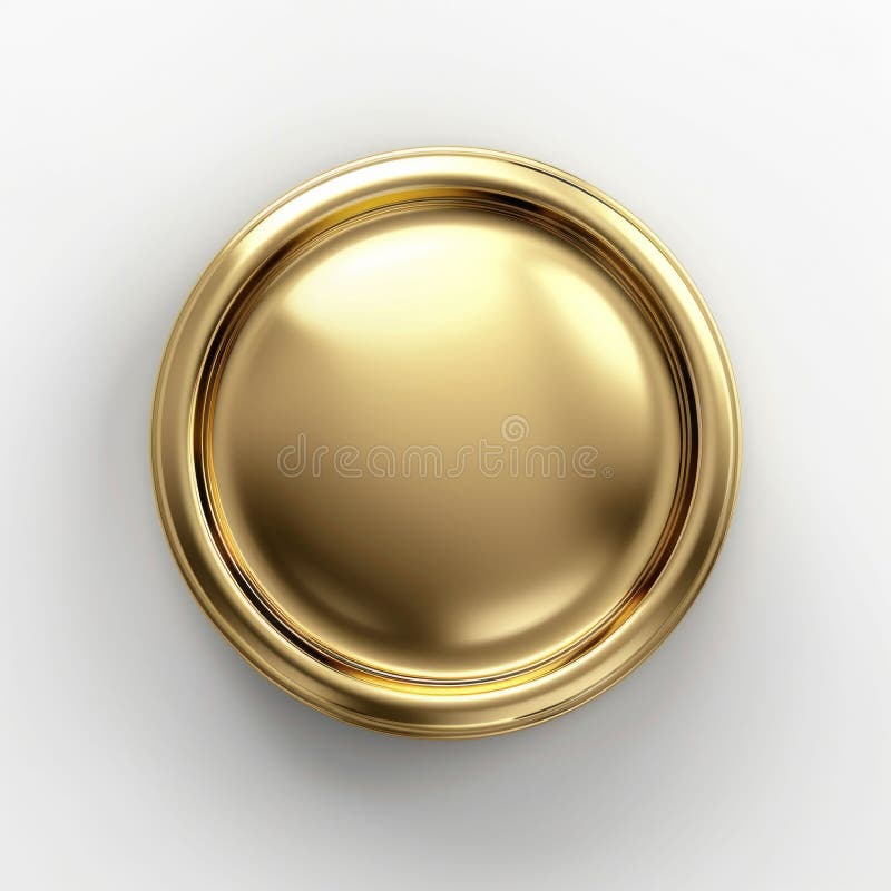 Luxurious Golden Button on a Glossy White Background. Generative Ai ...