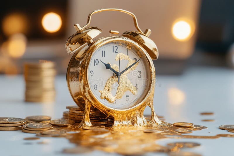 A Luxurious Golden Clock Appears To Melt Like Liquid Gold, Cascading ...