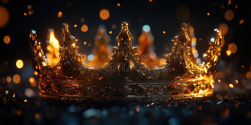 Luxurious Golden Crown Surrounded by Sparkling Light in a Dramatic ...