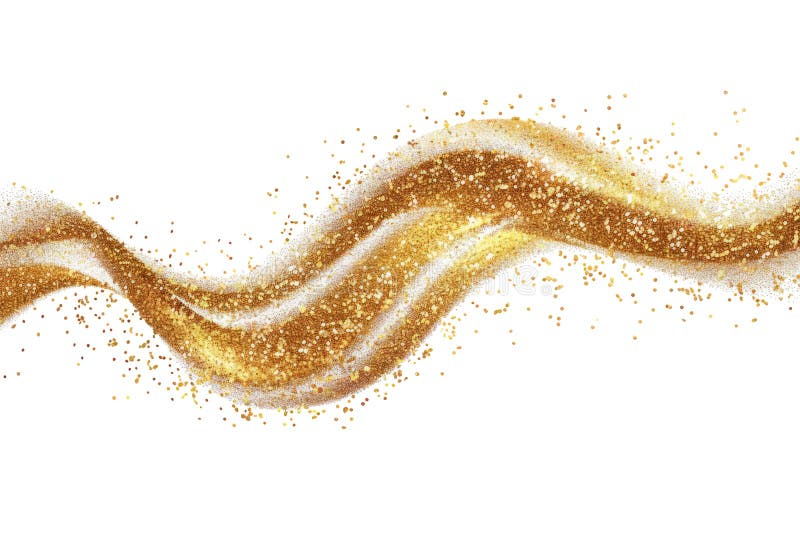 Golden Glitter Wave Isolated on White Background Stock Photo - Image of ...