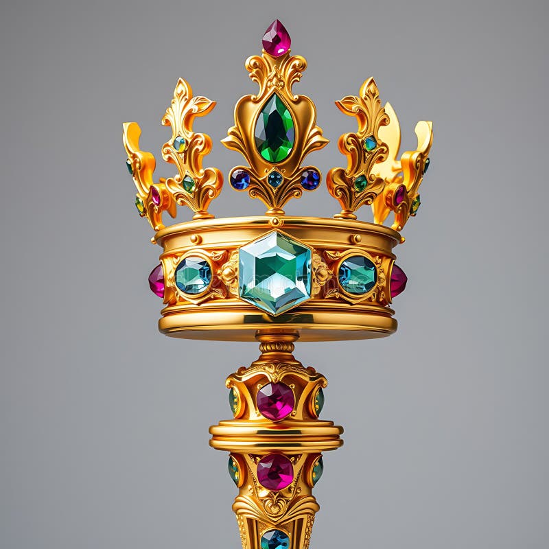 A Luxurious Golden Scepter Embedded with Colorful Jewels Stock ...