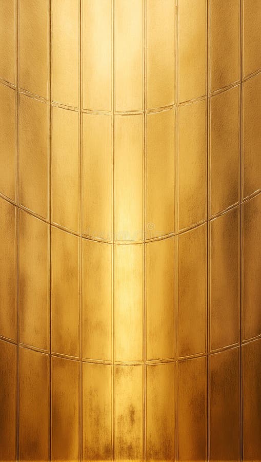 Luxurious Golden Steel Panels with Brushed Texture Reflecting Light ...