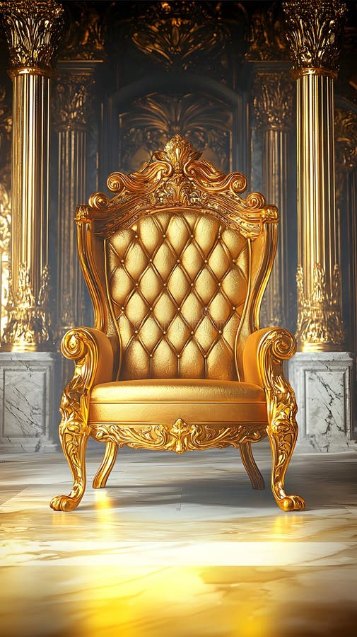 Luxurious Golden Throne in a Grand Setting Stock Illustration ...
