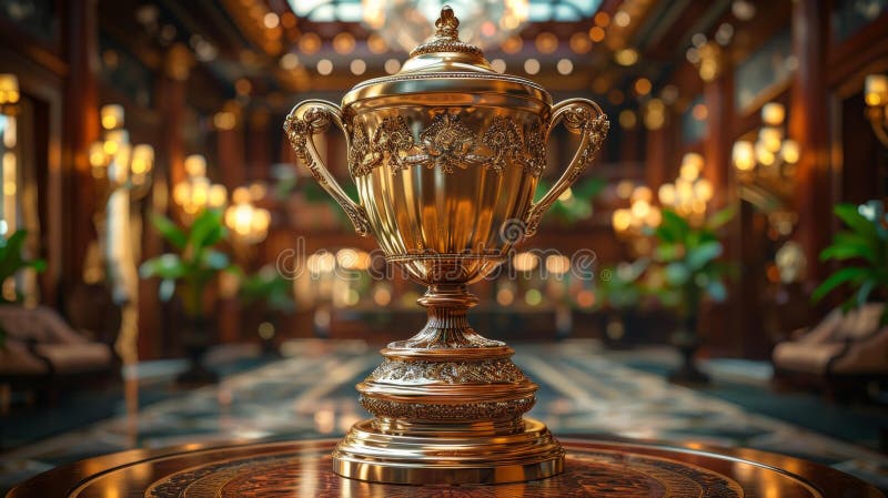 Luxurious Golden Trophy in Opulent Interior - Generative Ai Stock ...