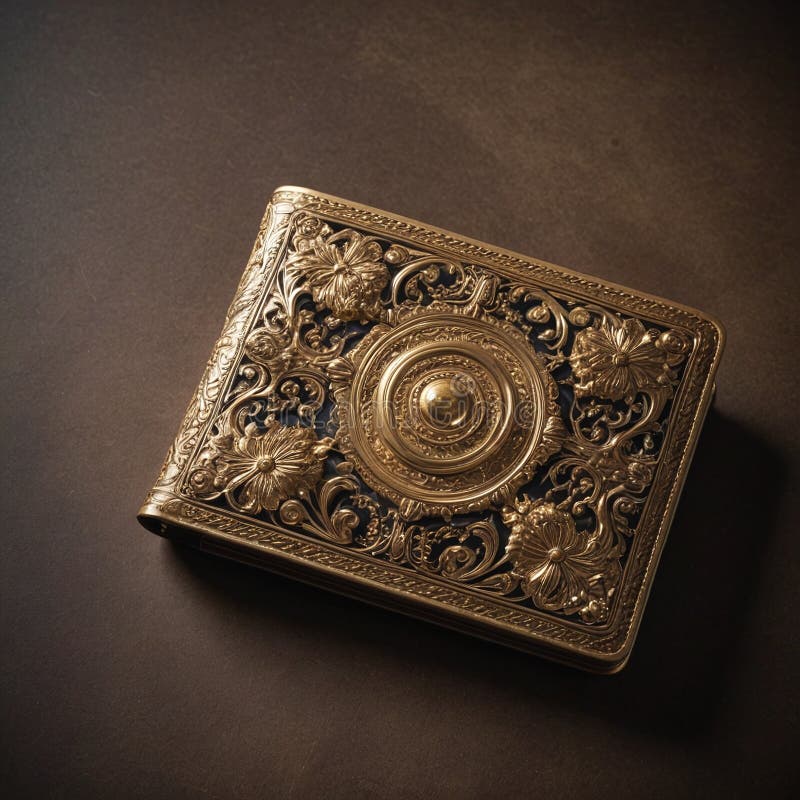 Luxurious Golden Wallet on Black Velvet Background Stock Illustration ...