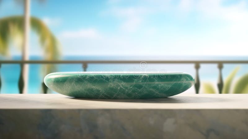 Luxurious Green Jade Stone Empty Table Mockup, Elegant Product ...