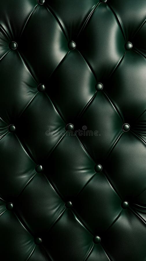 Luxurious Green Leather Upholstery with Deep Button Tufting Stock ...