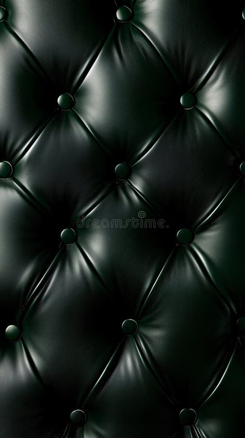 Luxurious Green Leather Upholstery with Deep Button Tufting Stock ...