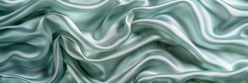 Luxurious Green Silk Drapery Background with Abstract Wavy Satin ...