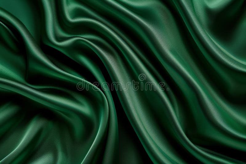 Luxurious Green Silk Fabric Abstract Satin Texture with Smooth Drape ...