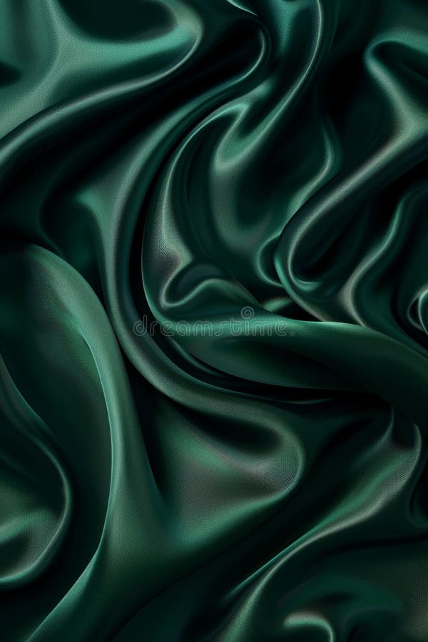 Luxurious Green Silk Fabric Abstract Satin Texture with Wavy Pattern ...