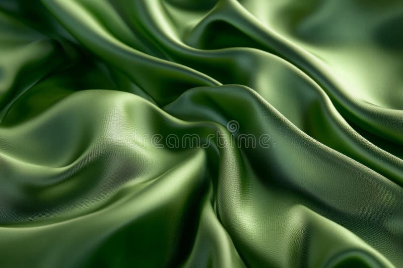 Luxurious Green Silk Fabric Drape with Shadows. Neural Network AI ...
