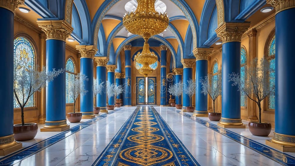 Luxurious Hallway with Classical and Middle Eastern Architectural ...