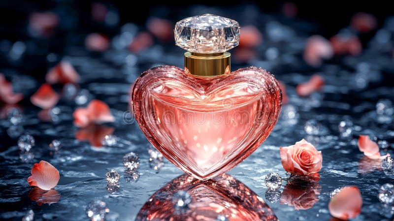 A Luxurious Heart-shaped Perfume Bottle Stock Illustration ...