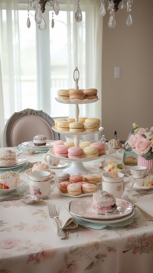 Luxurious High Tea Party in a Classic Elegant Interior with Sweets and ...
