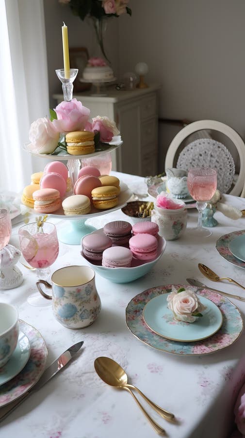 Luxurious High Tea Party in a Classic Elegant Interior with Sweets and ...