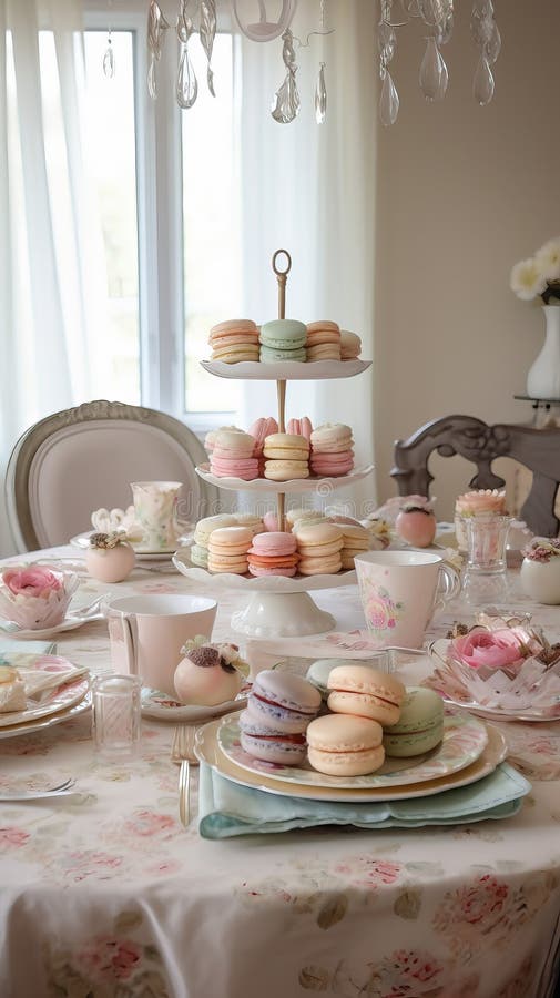 Luxurious High Tea Party in a Classic Elegant Interior with Sweets and ...