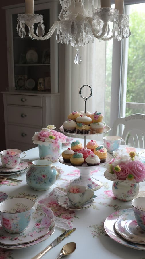 Luxurious High Tea Party in a Classic Elegant Interior with Sweets and ...