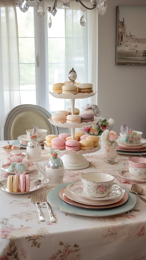 Luxurious High Tea Party in a Classic Elegant Interior with Sweets and ...