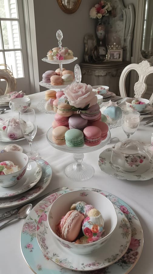 Luxurious High Tea Party in a Classic Elegant Interior with Sweets and ...