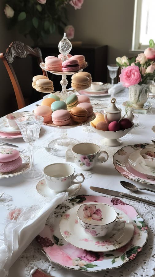 Luxurious High Tea Party in a Classic Elegant Interior with Sweets and ...