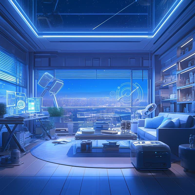 Luxurious High-Tech Home Office Interior - Future Living Concept Stock ...