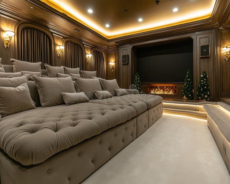 Luxurious Home Theater with Plush Seating Stock Photo - Image of ...