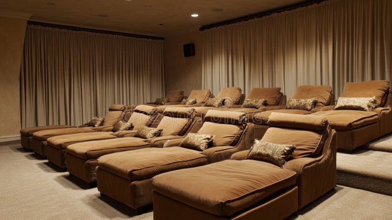 Luxurious Home Theater Room with Comfortable Seating and Brown ...