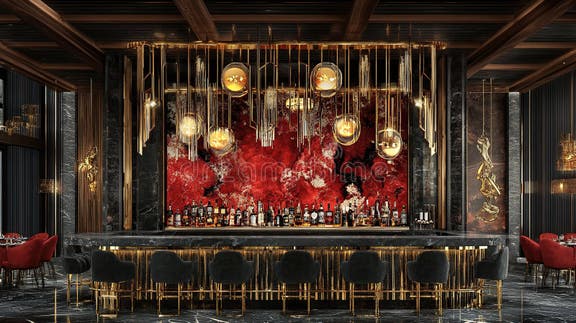 Luxurious Hotel Bar Interior Design Stock Image - Image of marble ...