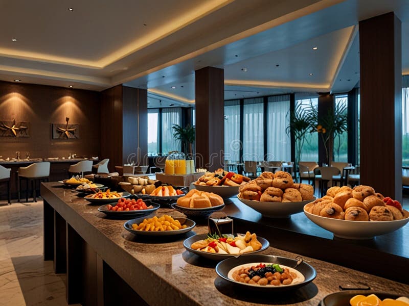 Hotel Buffet Breakfast Table, Generated by AI. Stock Illustration ...
