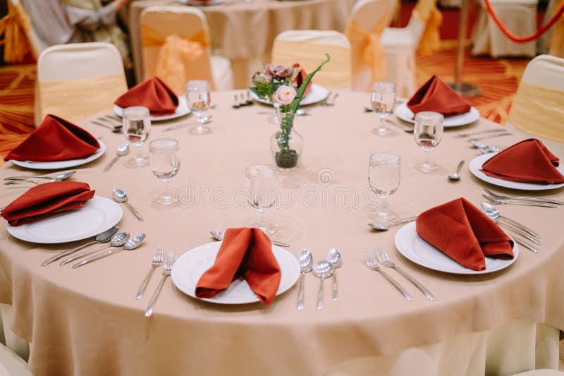 Luxurious Hotel Dining Table Set with Elegant Tableware Stock Photo ...