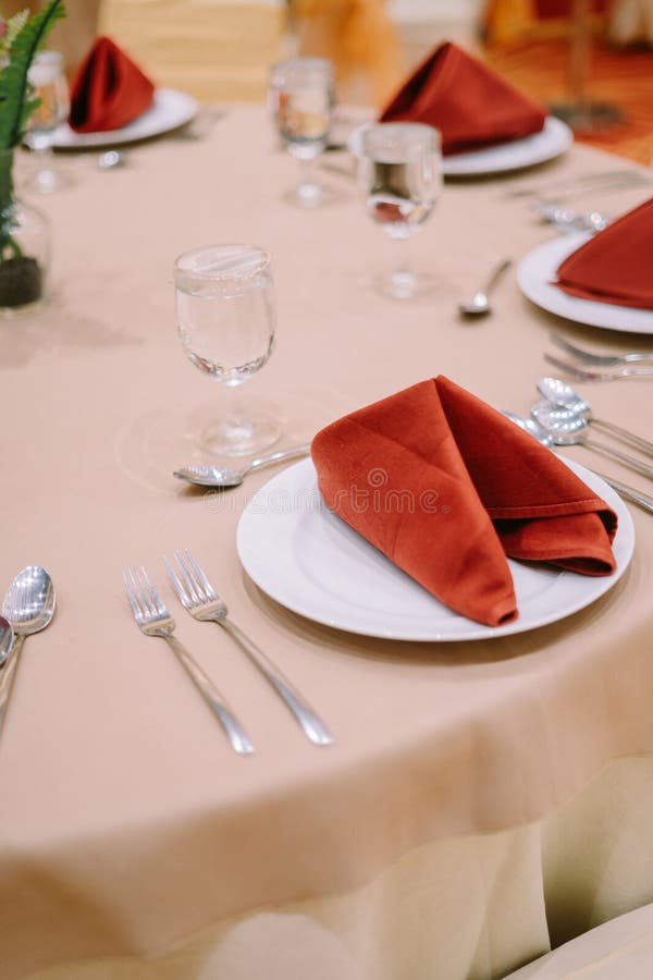 Luxurious Hotel Dining Table Set with Elegant Tableware Stock Image ...