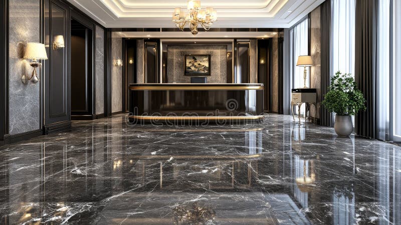 Luxurious Hotel Lobby Decor with Marble Tiles Stock Image - Image of ...