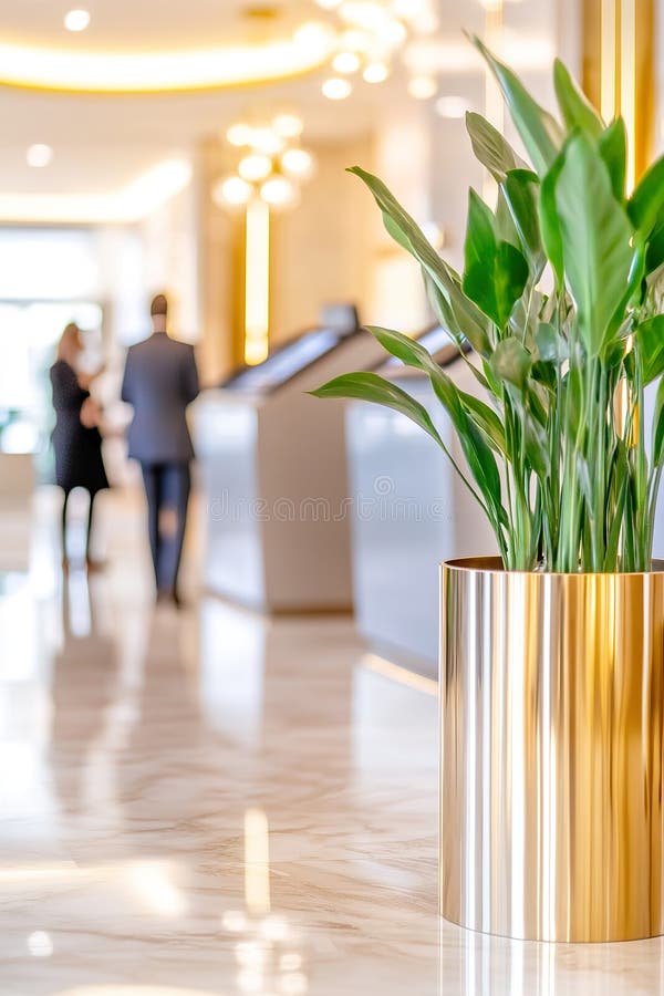 Luxurious Hotel Lobby with Green Plant and Elegant Interior Design ...