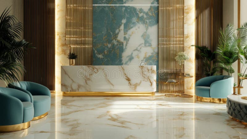 Luxurious Hotel Lobby Interior with Marble Reception Desk Stock ...