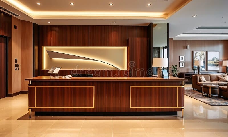 A Luxurious Hotel Lobby with a Spacious High-end Front Desk Stock ...