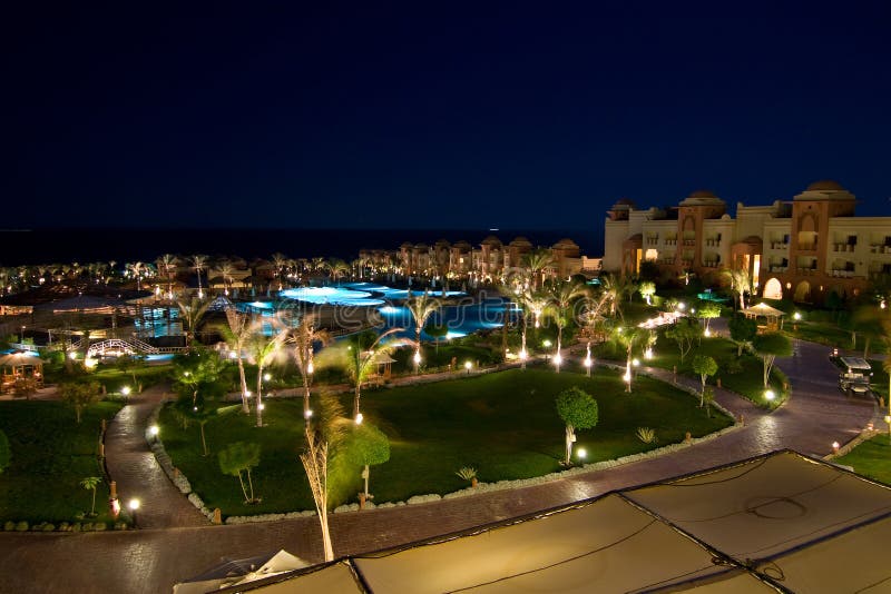 Luxurious Hotel Night Illumination Stock Image - Image of holiday ...