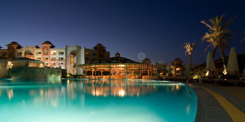 Luxurious Hotel Night Illumination Stock Image - Image of exterior ...