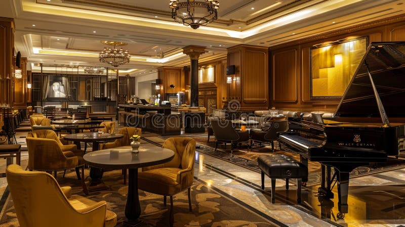Luxurious Hotel Restaurant Featuring Live Jazz Music Stock Illustration ...