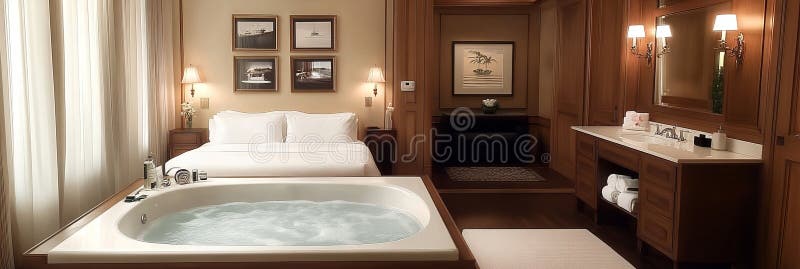Luxurious Hotel Room, Featuring a Jacuzzi, King-Size Bed, and Classic ...
