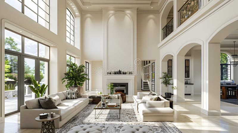 Luxurious House with High Ceilings Stock Illustration - Illustration of ...