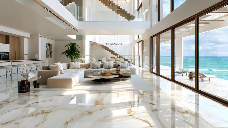 Luxurious House with Marble Floors Stock Illustration - Illustration of ...