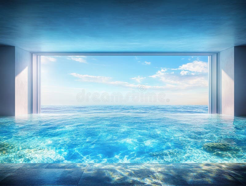 Luxurious Indoor Infinity Pool with Breathtaking Ocean View through ...
