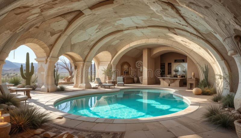 Luxurious Indoor Spa with Arched Ceilings and Pool Stock Image - Image ...